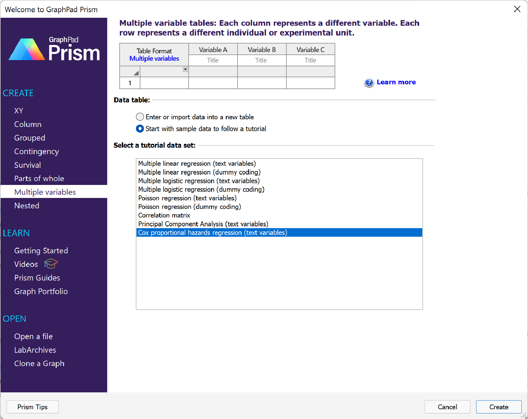 GraphPad Prism 9 Statistics Guide Setting Up And Running The Analysis