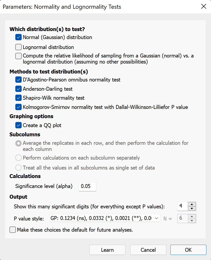 GraphPad Prism 10 Statistics Guide How To Normality Test
