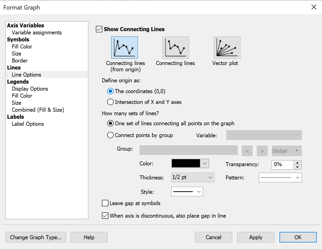 GraphPad Prism 9 User Guide Connecting Line Options